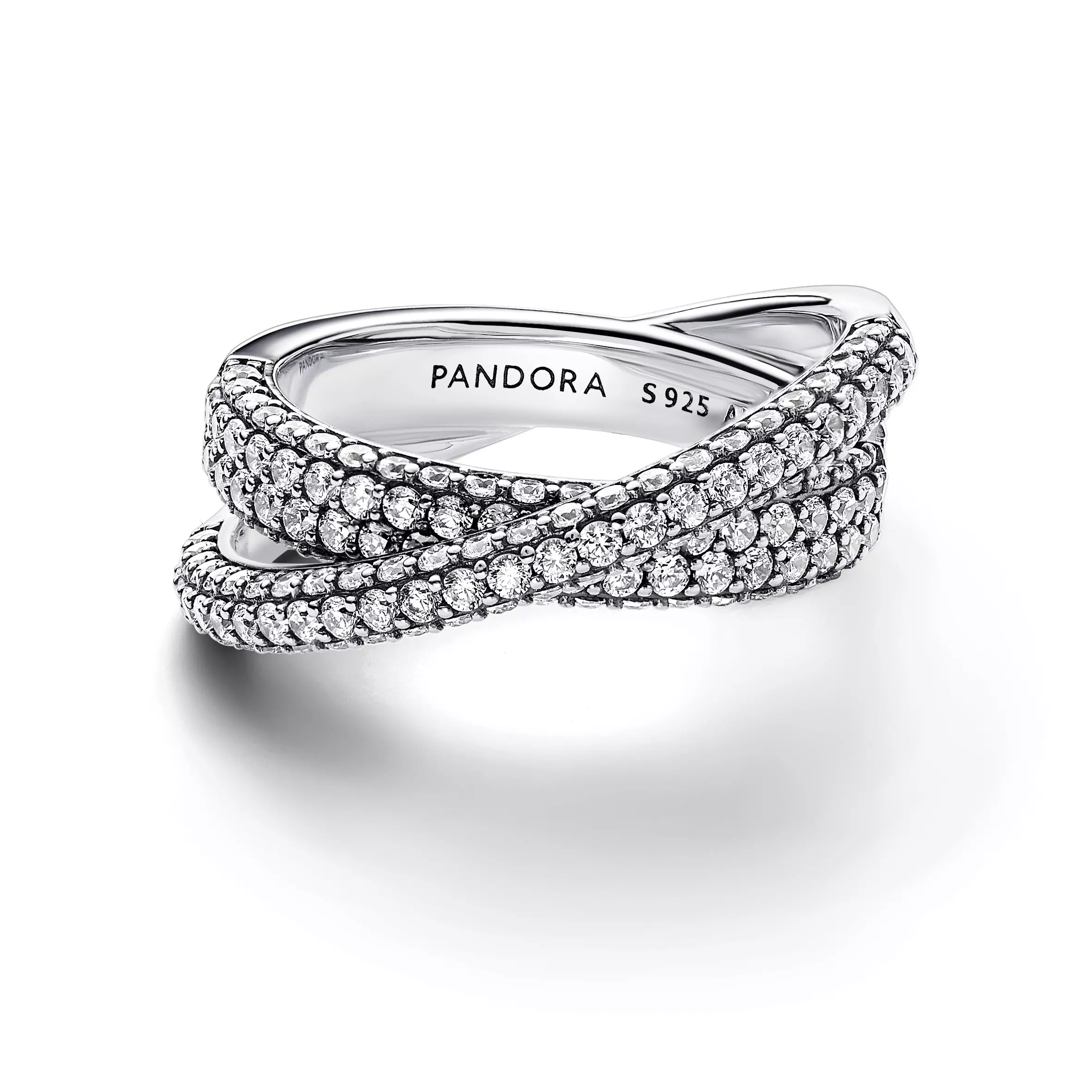 PANDORA Anel Dois Aros Cruzados Pavé Pandora Timeless (Ref. 193022C01 ...