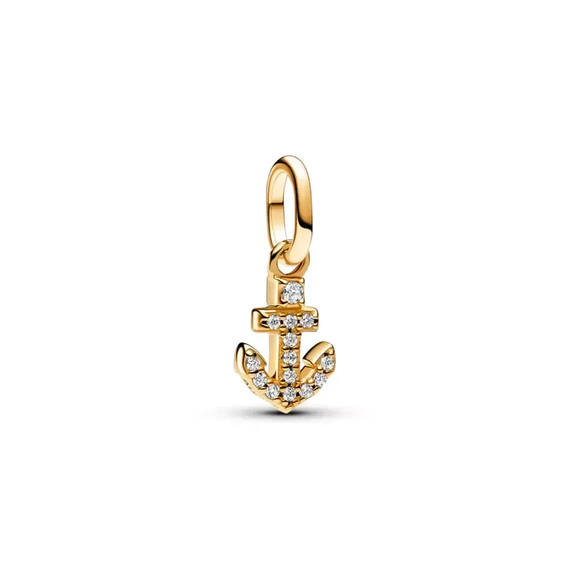 PANDORA Anchor 14k gold-plated mini dangle with clear cubic (Ref ...